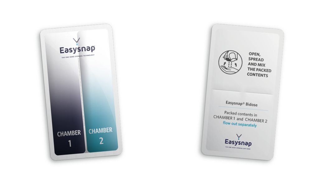 Easysnap Bidose • Easysnap Technology • Single Dose Pack with Dual Chamber